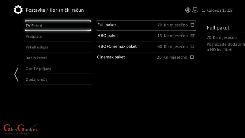 OptiTV – novo iskustvo za korisnike, Glas Gacke - nezavisni portal iz Gacke